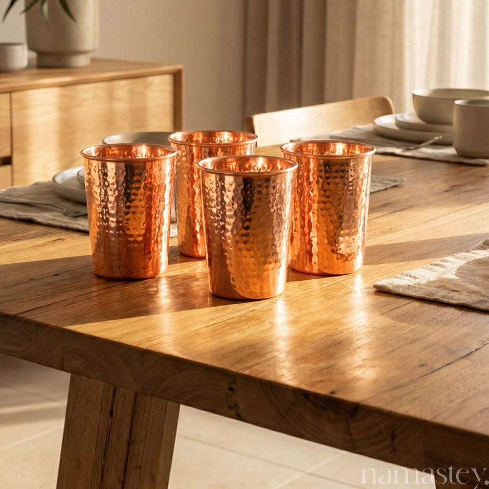 Hammered Copper Glasses – Set of 2 | Ayurvedic Drinkware